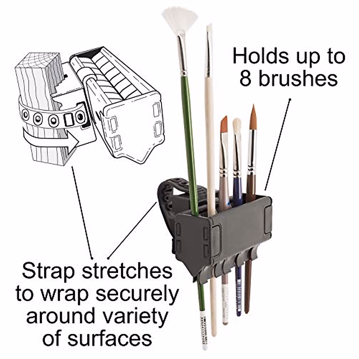 Easy To Use Products Brush Grip Paintbrush Holder and Drying Rack/Caddy, Painting Supplies (Black)