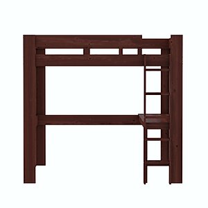 DHP Jaymee Kids Wood Loft Bed with Desk, Twin, Nutmeg