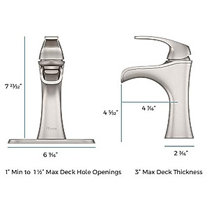 Pfister Jaida Bathroom Sink Faucet, Single Handle, Single Hole or 3-Hole, Spot Defense Brushed Nickel Finish, LF042JDGS