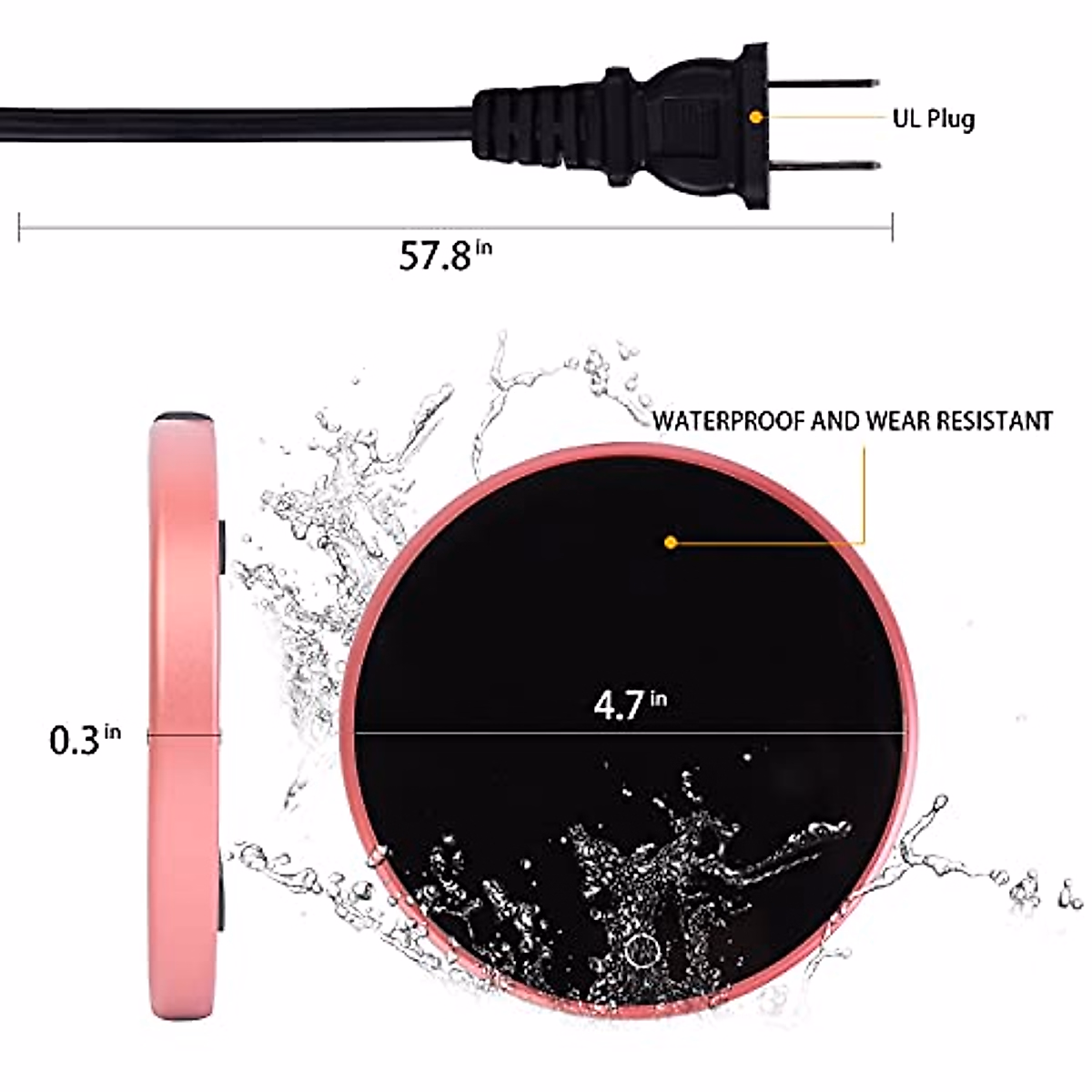 HAOY Coffee Warming Mug, Electric Coffee Warmer for Desk Use Beverage Cup Candle Wax Heater Plate Touch Control Cups Mug Hot Thermostat Heating Coffee, Beverage, Milk, Tea and Hot（Gold）