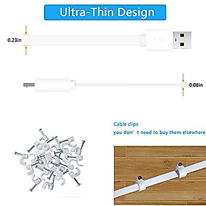 2-Pack 10FT USB Power Extension Cable for Wyze Cam,WyzeCam Pan,YI Home Camera,Nest-Cam Indoor,Oculus Go,Netvue,KasaCam,Furbo Dog,Blink,Flat USB to Micro USB Charging Charger Cord for Wyze-Cam v3 v2