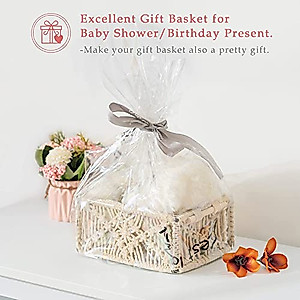 YOUDENOVA Macrame Storage Basket(Cream White, Set of 3), Decorative Hand Woven Boho Basket with Wooden Handles & Liner Cloth, Boho Bathroom Nursery Bedroom Living room Decor