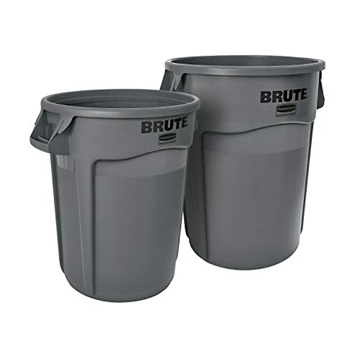 Rubbermaid Commercial Products-2136382 BRUTE Heavy-Duty Round Trash/Garbage Can with Venting Channels - 44 Gallon - Gray (Pack of 2)