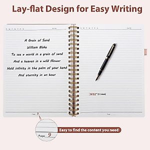 GuanQiao Spiral Notebook,8.5 x 11 College Ruled Notebooks for Work/Note Taking, Leather Hardcover Writing Journal for Women/Men,300 Pages A4 Lined Meeting Notebook for School Office,Rose gold