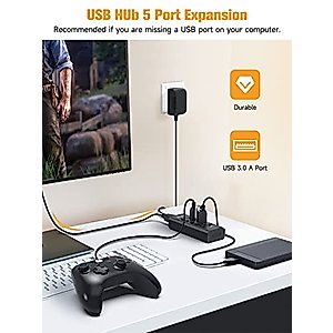 USB Hub 3.0 Powered, ikuai 5-Port Multiple USB Port Splitter, USB 3 Powered Hub, High-Speed Portable USB Port Expander, Charging Supported, 24W Power Adapter for Laptop and PC (RSW-A35B)