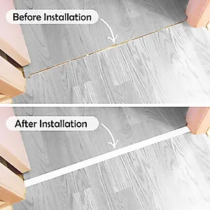 Rubber Bond Floor Transition Strip, Self-Adhesive Vinyl Flooring Transitions Laminate Floor Cover Strips | Flat Divider Strip, Easy to Install & Peel (120 Inches, White)