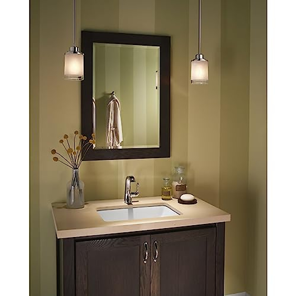 Progress Lighting P5147-09 1-Light Mini-Pendant with White Linen Finished Glass Is Complemented with a Clear Edge Accent Strip, Brushed Nickel