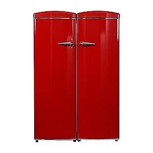 Conserv 24 inch Frost Free Retro Refrigerator-Freezer Set (Red)