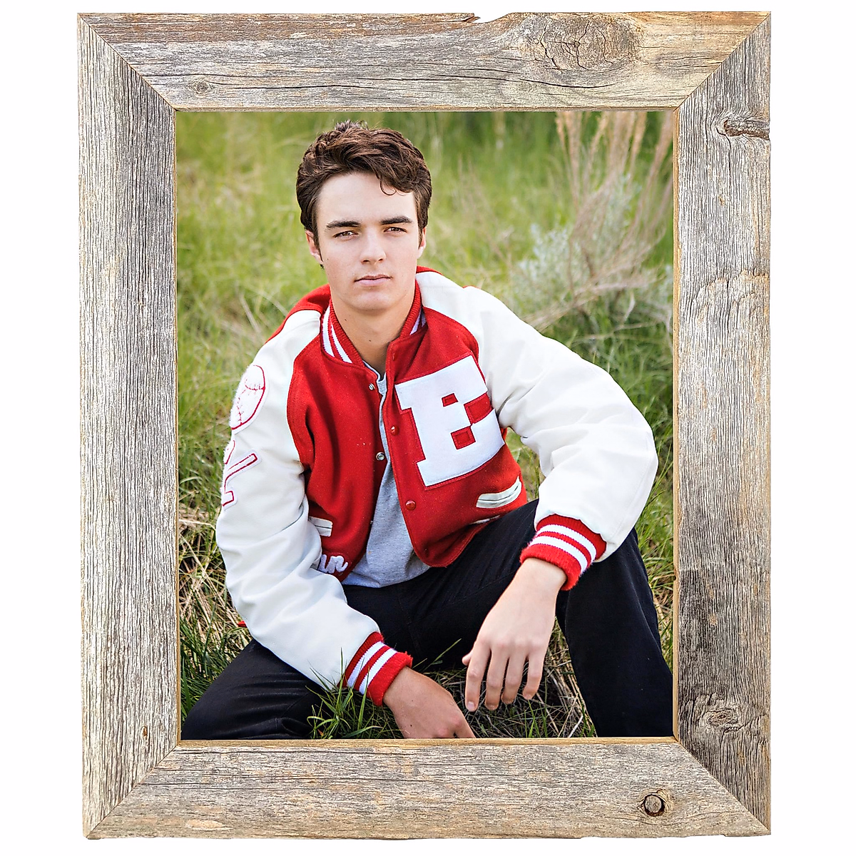 BARNWOODUSA Farmhouse 16x20 Picture frame 1 1/2 inch Molding 100% Reclaimed Wood Rustic Natural Weathered Gray