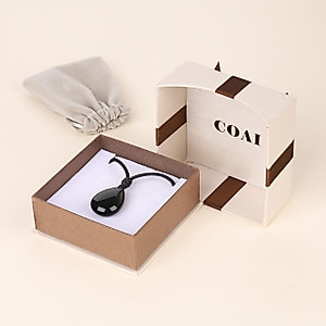 COAI Adjustable Leather Cord Teardrop Black Obsidian Necklace