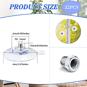 Quzzil 12 Pieces Suction Cup 40 mm/1.57'' PVC Clear Blue Sucker Pads with Screw Nut Extra Strong Adhesive Suction Holder Plastic Glass Suction Pads for Window Bathroom Wall Car Shade