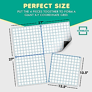Jumbo Magnetic Coordinate Plane 27" x 27" White Board Dry Erase Graph Grid Board XY Coordinate Plane Grid Whiteboard Math Teacher Supplies