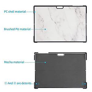 Qcoswa Slim Lightweight Case for Microsoft Surface Pro 7 Plus, Surface Pro 7, Surface Pro 6, Pro 5, Pro 4 Hard Protective Cover,Compatible with Type Cover Keyboard(Marble)