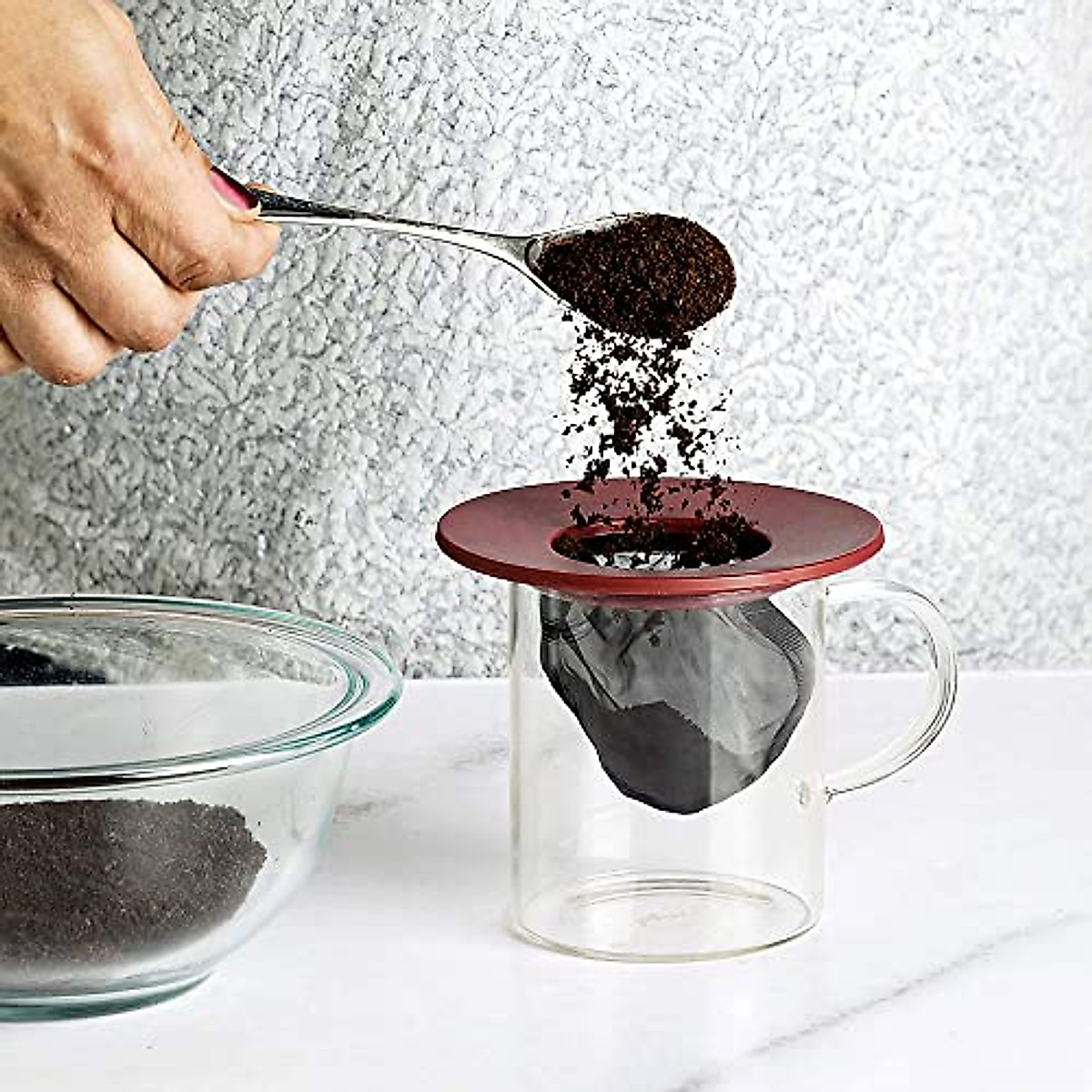 Primula Brew Buddy Portable Pour Over, Reusable Fine Mesh Filter, Dishwasher Safe, Single Serve Coffee or Tea at Any Strength, Ideal for Travel or Camping, Red, 2-Pack