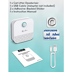 DownyPaws Cat Litter Deodorizer, Rechargeable 4000 mAh Odor Eliminator Cat Litter Box, Dust-Free, 14-Day Battery Life, No Consumables