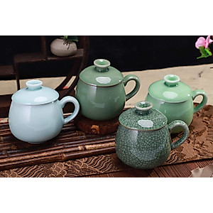 Amoysanli Ceramic Cup Coffee Cup Mug Water Mug, Porcelain Tea Cup Drinkware With Lid for Office and Home (Grey(Wire))