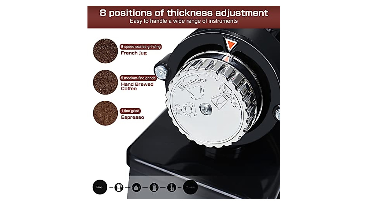 YaeMarine Electric Coffee Grinder - Adjustable Thickness