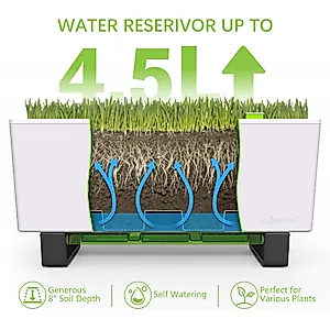 Glowpear Self Watering Planter Box - 23.6", White - UV Stable, Scalable Plant Pot with Water Gauge, Indoor Outdoor for Vegetables, Flowers, Herbs, and Succulents, Gardening