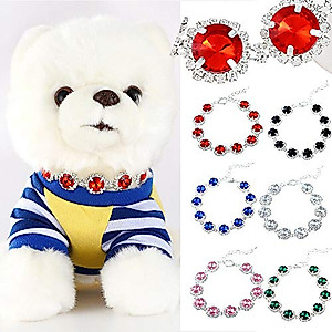Dogs Kingdom Pet Dog Cat Crystal Collar Bling Rhinestones Party Princess Necklace Adjustable Necklace Accessories,White,S:8-10" Neck