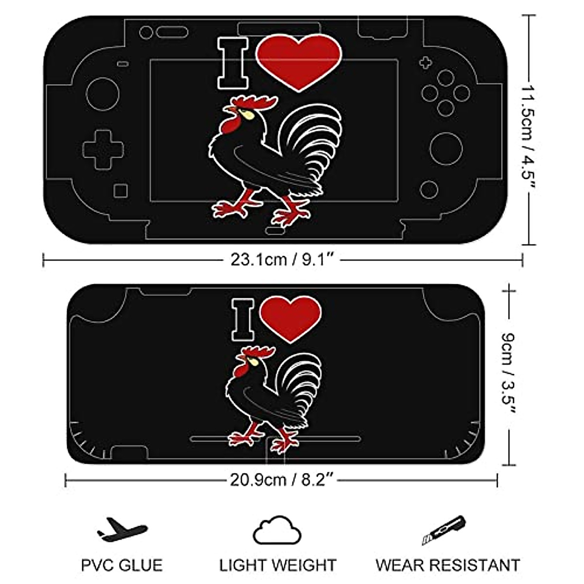 I Love Cock Cute Sticker Skin Protector Full Print Slim Cover for Switch Console and Switch Lite
