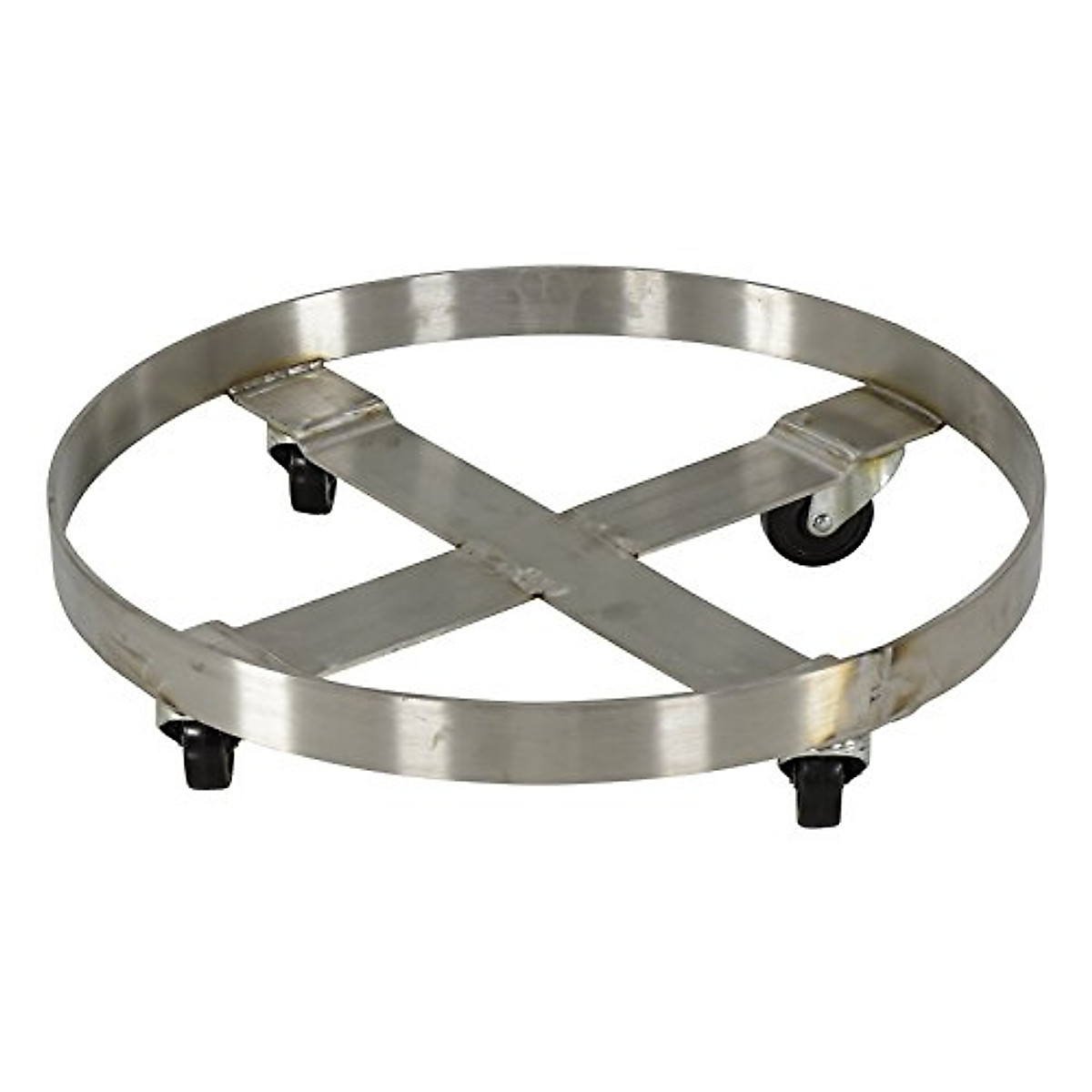 Vestil DRUM-SS-55-H Stainless Steel Mobile Drum Dolly, 800 lbs Capacity, 6" Height