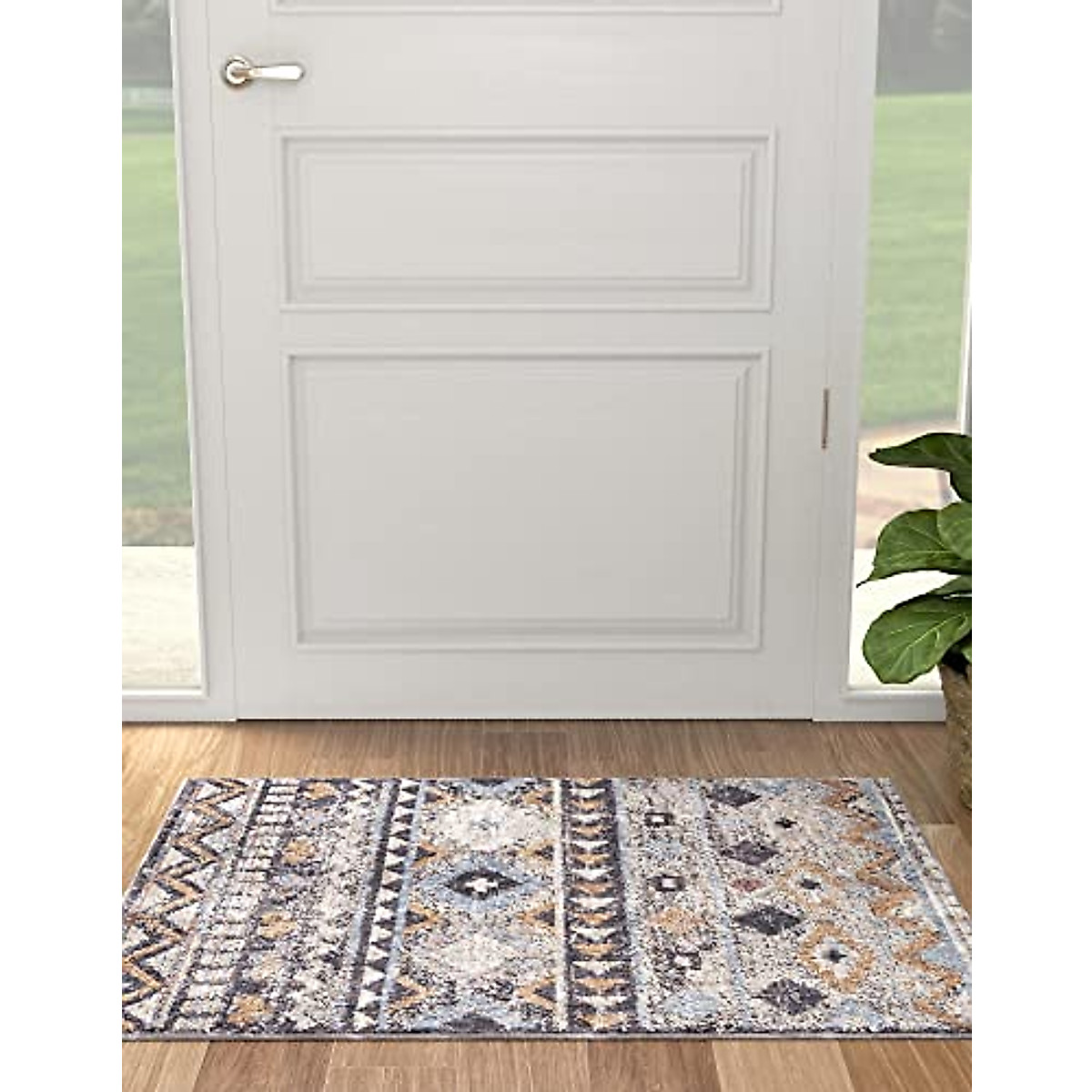 Unique Loom Eco Southwestern Collection Area Rug - Tubac (Rectangular 2' 0" x 3' 0", Khaki Gray/Black)