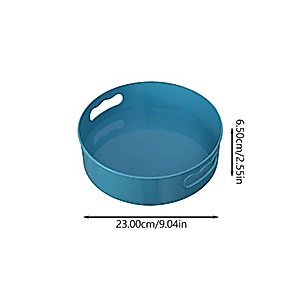 2pcs Lazy Susans Turnable Organizer Cabinet Turnable Bin Rotating Storage Container for Kitchen Counter Pantry Fridge Undersink Blue