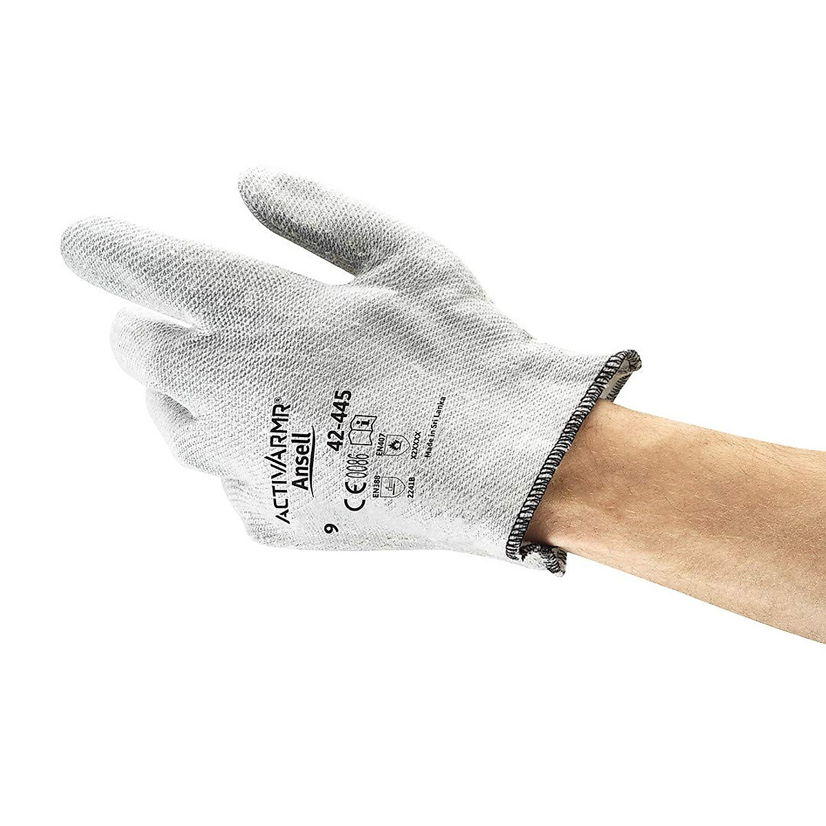 Ansell ActivArmr 42-445 Industrial Heat-Resistant Gloves w/Sweat Resistant Liner for Automotive, Mechanics - Large, Grey (72 Pairs)