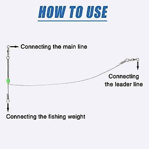 Fishing Wire Leaders -15Pcs Surf Fishing Rigs Saltwater Wire leaders for fishing Bottom Fishing Rigs Fishing Wire Leader Rig Wire Leader Trace with Swivels Saltwater Freshwater Fishing Leaders