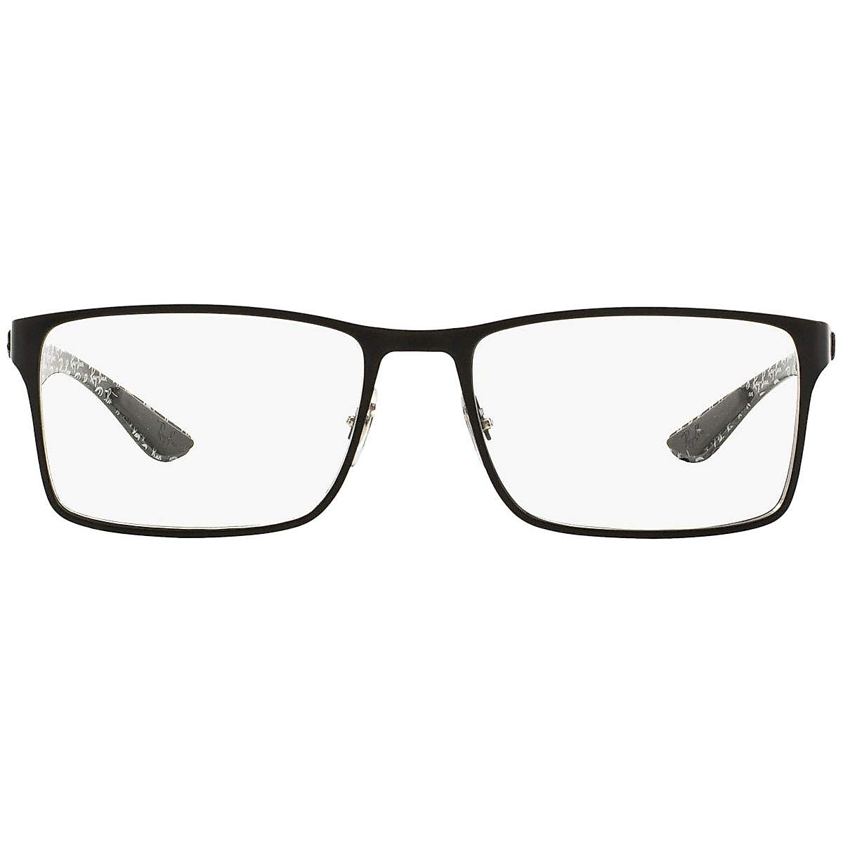 Ray-Ban RX8415 Rectangular Prescription Eyeglass Frames, Matte Black On Black/Demo Lens, 55 mm