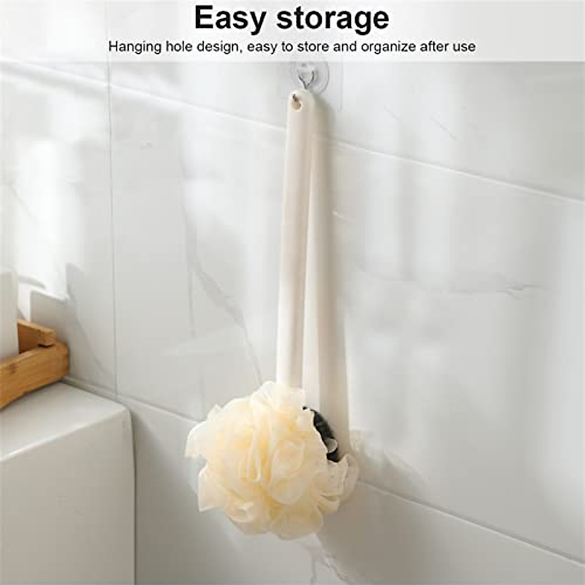 INGVY Dry Brushing Body Brush Bathroom Long Handle Back Brush Double Sided Shower Fine Sponge Body Scrubber Skin Exfoliating Bath Brush SPA Washing Tool (Color : Yellow)