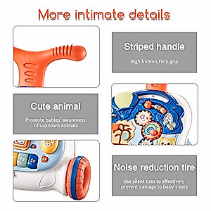 Baby Walker Sit-to-Stand Learning Walker Baby Walker Kids Activity Center, Entertainment Table Lights & Sounds, Music, Phone, Steering Wheel, Educational Push Toy for Babies, Toddlers (Blue)