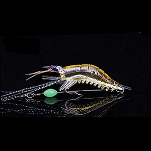 OriGlam 5pcs Soft Luminous Shrimp Lure Set, 5 Colors Shrimp Bait Shrimp Lures Fishing Bait with Hooks Beads Fishing Tackles for Freshwater Saltwater Bass Trout Catfish Salmon