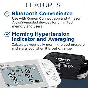 OMRON Gold Blood Pressure Monitor, Premium Upper Arm Cuff, Digital Bluetooth Blood Pressure Machine, Stores Up To 120 Readings for Two Users (60 readings each)