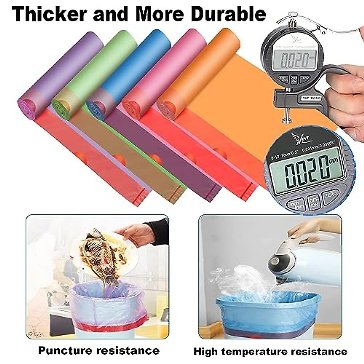 Small Trash Bags 4-6 Gallon,Extra Thick & Strong 4 Gallon Trash Bags Drawstring 5 Gallon Trash Bags Small Garbage Bags Unscented Waste Basket Liners Bags for Kitchen,Bathroom,Office(80 Counts)