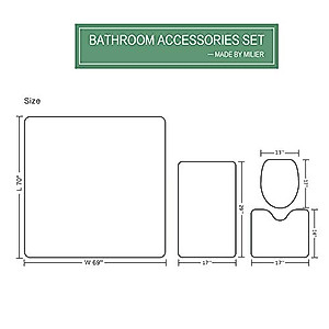 DYNH Fantasy Wolf Bathroom Sets with Shower Curtain and Rugs and Accessories, Wolves on The Mountain and Full Moon and Forest Psychedelic Shower Curtain Sets with Rugs, Toilet Lid Cover and Bath Mat