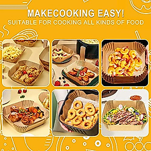 Air Fryer Liners Disposable 7.9 Inch Square 100pcs Easy Cleanup Non-stick Oil-proof for Frying, Baking,Cooking, Roasting