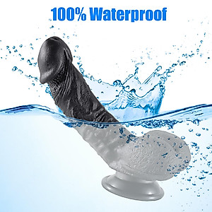 Shkanla Realistic Dildo for Beginners, Lifelike Silicone Dildo with Strong Suction Cup for Hands-Free Play, Penis for G-Spot Stimulator with Curved Shaft and Balls Anal Sex Toys for Women (Black S)