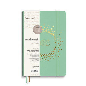 Southworth Premium Journal, 5.5”x 8.25”, Mint Burst Design, Premium 28lb/105gsm Paper, Medium Book Bound Journal, 3 Ribbon Placeholders, 80 Ruled Sheets/160 Ruled Pages (91926)
