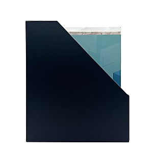 UnionBasic Magazine File Holder, Leatherette Desktop Document Organizer, Home Office Paper Holder File Storage Literature Sorter, Black