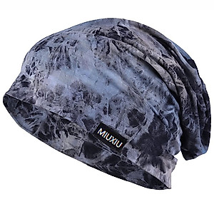 MIUXIU Mens Slouchy Beanie Hat Thin Baggy Summer Skull Cap Knit Hat (Black)