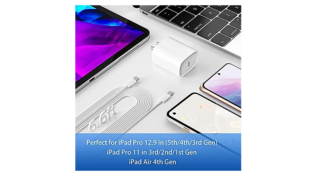 iPad Pro Charger Fast Charging,2 Pack 20W USB C Fast Wall Charger Block ...
