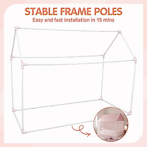 ZRVTM Princess Bed Canopy - Play Tent Bed Canopy Princess Castle Dreamy Playhouse Mosquito Net for Girls Reading Nook Canopies Breathable Canopy Bed Curtains for Kids(Twin,Pink)