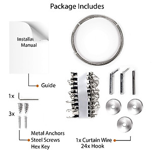 Wallniture Barre Wire Picture Hangers for Kids Crafts and Artwork, Expandable 196 Inch Wall Decor with 24 Clips Set, Silver