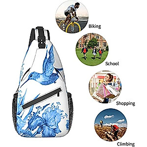 Sling Bag Blue Iris Flower Hummingbird Hiking Daypack Crossbody Shoulder Backpack Travel Chest Pack for Men Women