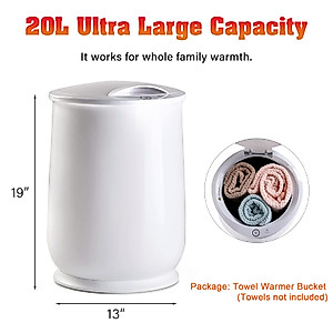 TCFUNDY Towel Warmer Bucket, Large Towel Warmers for Bathroom, Flip-lid Towel Heater, Auto Shut Off, Hot Towel Warmer in 10 Minutes for Towels, Blankets, Bathrobes, 20L