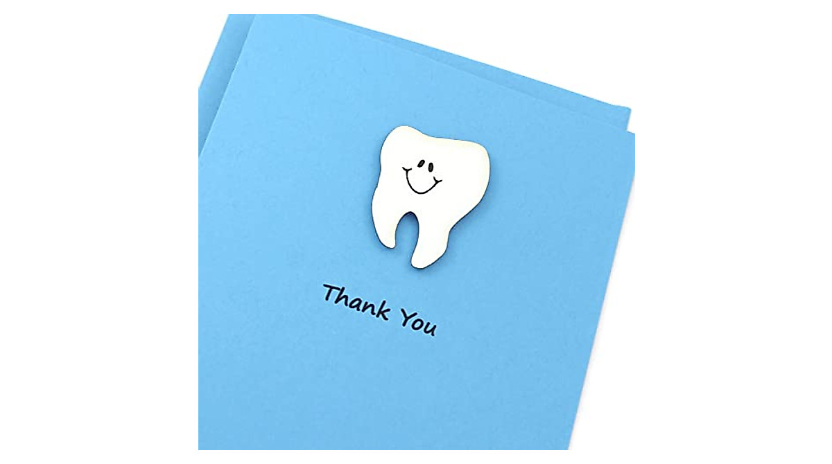 Tooth Thank You Cards - Unique Aqua Blue Pack of 10
