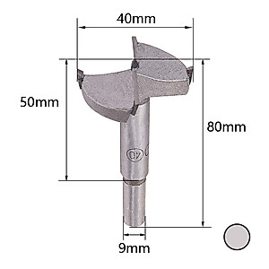 Utoolmart Forstner Drill Bits, 40mm Cemented Carbide Wood Cutter Tool, Hex Shank Woodworking Hole Saw Cutter, 80mm Length Woodworking Hole Boring Bit, Gray, 2 Pcs