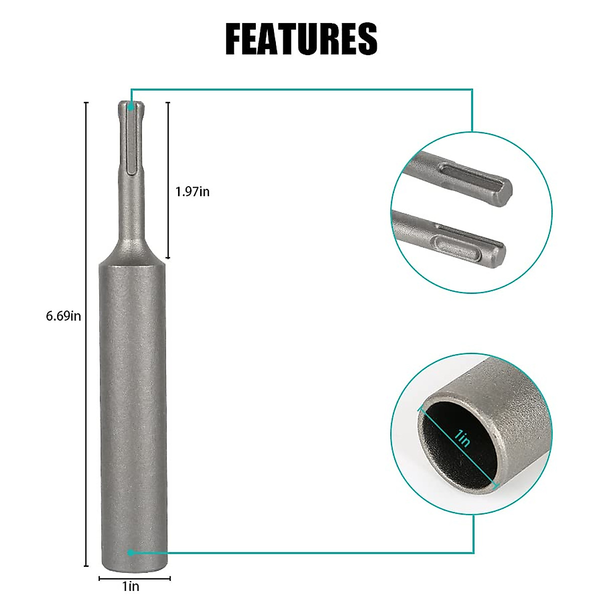 AQQHSAIN SDS Plus Ground Rod Driver Bit for 5/8 Inch and 3/4 Inch Ground Rods Work with Rotary Hammer Drills Great for All SDS Plus Hammer Drills