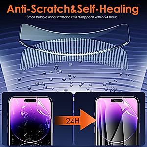 JDHDL [2+2 Pack Hydrogel Film Screen Protector for iPhone 14 Pro Max (NOT Glass) with Tempered Glass Camera Lens Protector, Soft TPU Transparent Protective Screen Protector Film(6.7")